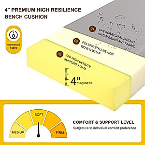 Millsilo Outdoor/Indoor Bench Cushion 36"x14"x4", Waterproof Patio Bench Cushion Furniture, Non-Slip Bay Window Seat Cushion, Durable Bench Pad, Swing Cushion, Garden Long Chair Cushion Leaf