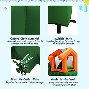 HONEY JOY Inflatable Water Slide Bounce House, 6 in 1 Outdoor Bouncy Water Park w/Splash Pool, Slide & Cannon, Climbing Wall, Penguin Blow Up Water Slides for Kids Backyard(with 735w Blower)