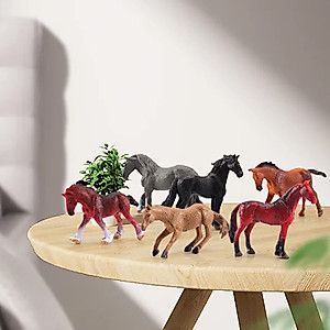 WONWONTOYS 12PCS Realstic Mini Horse Figurines Toy Palyset Arabian Horse Hannover Horse Morgan Stallion Solid Steed Model Set Early Educational Cognitive Toy for Kids