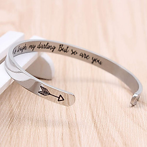 Btysun Inspirational Bracelets for Women Birthday Gifts for Her Motivational Cuff Bangle Silver Couple Bracelet Friend Friendship Mantra Quotes Jewelry(Life is Tough,My Darling ...)