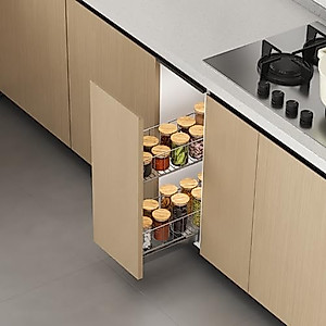 IPARTS EXPERT 7 Inch Narrow Sliding Organizer, Double Tire Pull Out Shelf Storage Wire Basket,Chrome Pull-Out Home Organizers for Kitchen Spice Rack