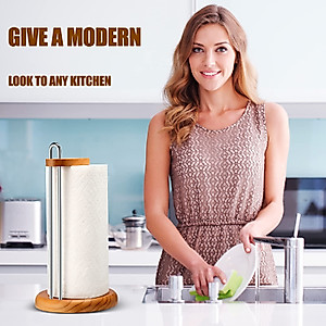 Wood Paper Towel Holder Countertop - Rustic Farmhouse Paper Towel Holder Stand - Standing Paper Towel Roll Holders - Vertical Wooden Paper Towels Holder for Kitchen Counter - Papertowellholders Rack