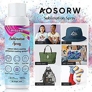 AOSORW 200 ml Sublimation Spray for Cotton Shirts, Sublimation Coating Spray for T-Shirts, Canva, Poly T Plus Sublimation Supplies for Cotton, Canvas, Polyester Fabric, Quick Dry, High Gloss