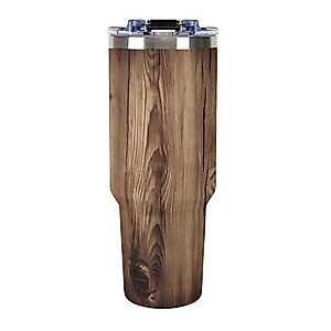 WYUSPGK 40oz Stainless Steel Car Mug, Wood Grain Print Travel Mug, Double-Wall Insulated with Straw, Perfect for Car, Office, Outdoor