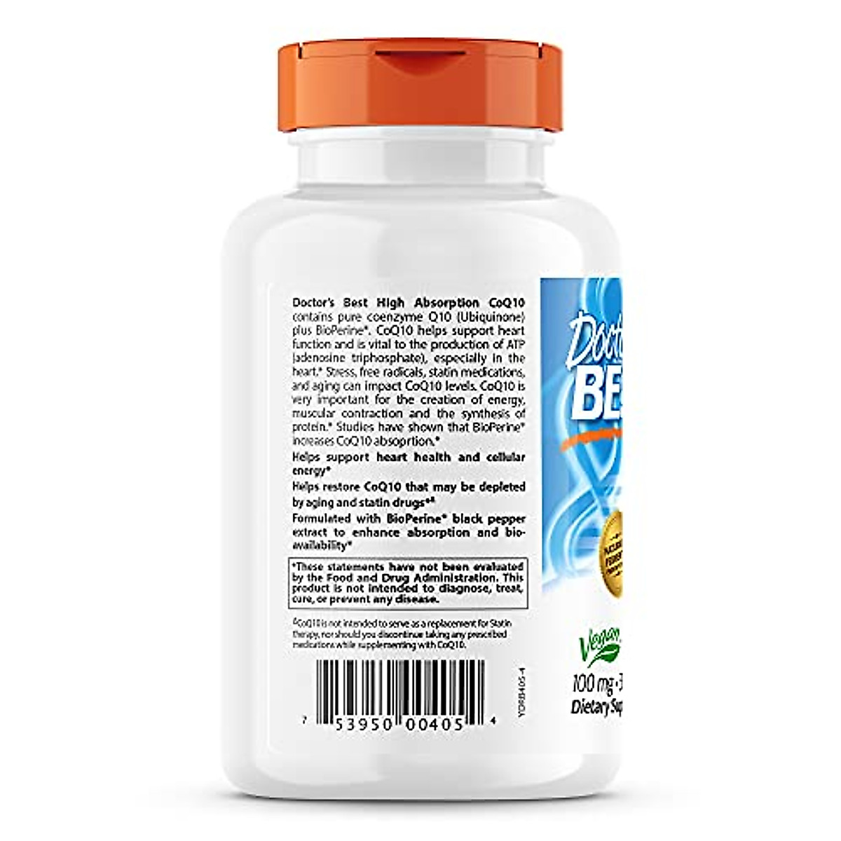 Doctor's Best High Absorption CoQ10 with BioPerine, Gluten Free, Naturally Fermented, Vegan, Heart Health & Energy Production, 100 mg 360 Veggie Caps