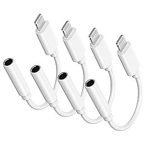 [Apple MFi Certified] Headphone Adapter for iPhone, 4 Pack Lightning to 3.5mm Headphone Earphone Aux Audio Stereo Compatible for iPhone 14 13 12 11 Pro Max XS XR X 8 iPad, Support Call & Music Control