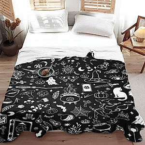 Halloween Blanket Ghost Spooky Gifts for Girls Boys Kids-Super Soft Witch Flannel Blanket Pumpkin Comfy Throw Blanket Skull Decor Halloween Decoration for Room Couch Sofa Men Women-40 x50