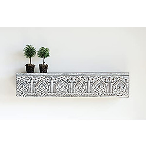 Creative Co-Op White & Grey Decorative Metal Wall Shelf, Zinc