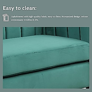 3-Piece Sofa Sets Living Room Sets with Solid Wood legs, Buttoned Tufted Backrest, Frosted Velvet Upholstered Couches Sets Including 3-Seat Sofa, Loveseat and Chair for Living Room (Green)