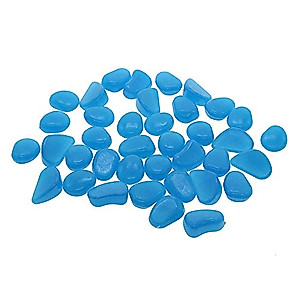 Oubest Fish Tank Rocks Glow Blue/Glow in The Dark Pebbles for Garden/Fish Tank/Aquarium/Plant Pots/Bonsai Walkway/Driveway 100pcs