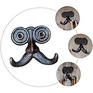 Hemoton Decorative Wall Hook Mustache Made of Cast Iron Decorative Key Hook or Wall Mounted Coat Hanger Double Coat Holder for Keys Coats