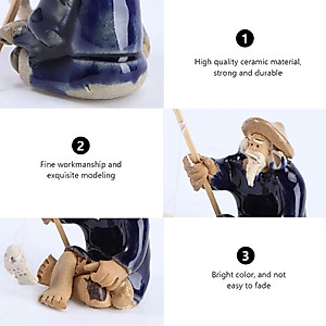 Operitacx 2Pcs Miniature Fisherman Figurine Small Fisherman Statue Fairy Gardens Micro Landscape Decorations for Fish Tank Zen Sand Garden Bonsai Pot