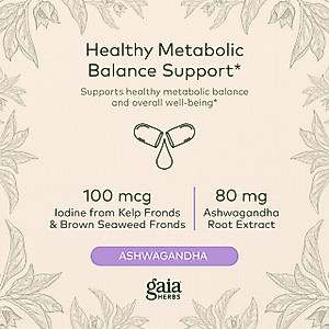 Gaia Herbs Thyroid Support - Made with Ashwagandha, Kelp, Brown Seaweed, and Schisandra to Support Healthy Metabolic Balance and Overall Well-being - 120 Vegan Liquid Phyto-Capsules (40-Day Supply)