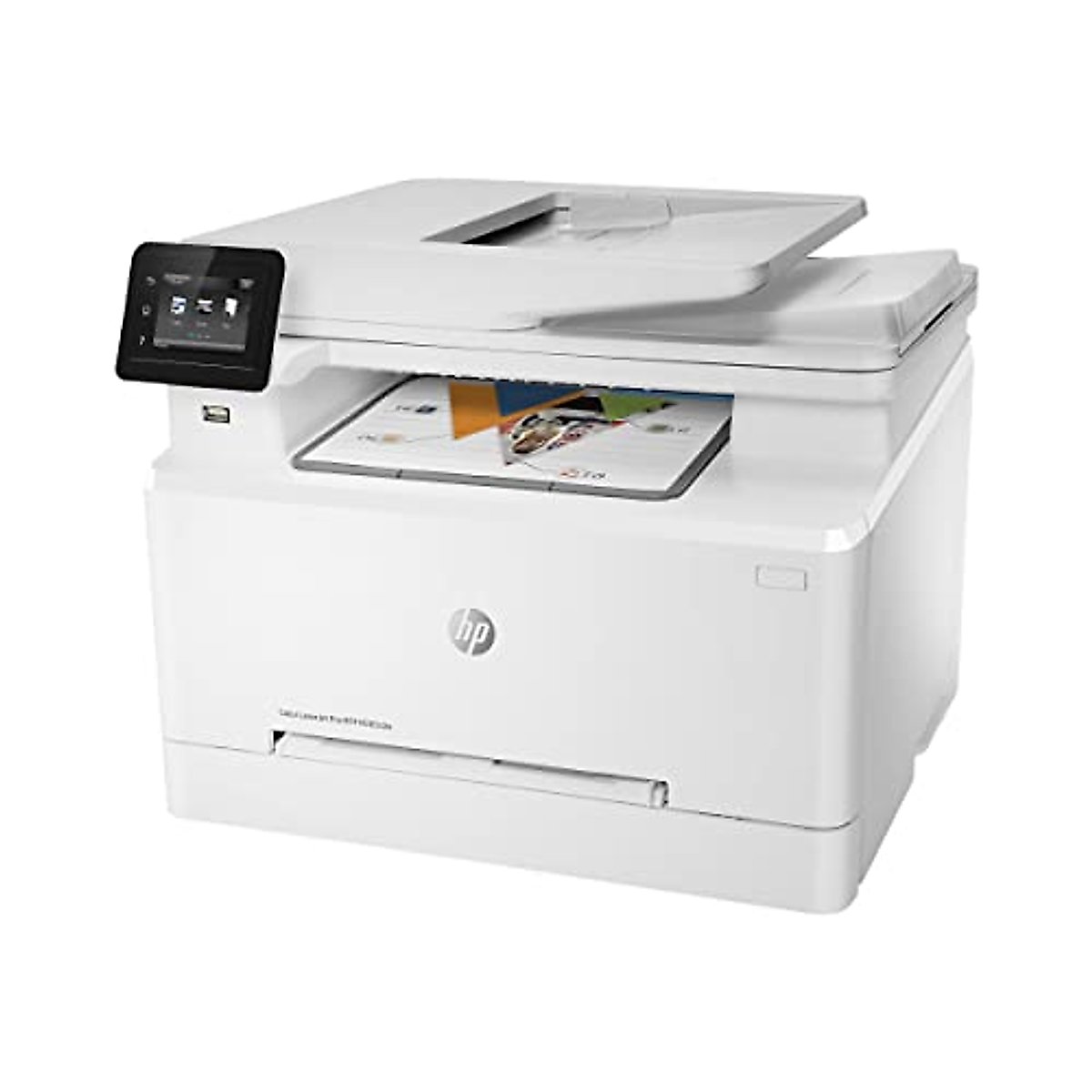 HP Color Laserjet Pro M283cdwC Wireless All-in-One Laser Printer, Print Scan Copy Fax, Auto 2-Sided Printing, Remote Mobile Print, 22ppm, 260-Sheet, 256MB, White - Bundle with JAWFOAL Printer Cable