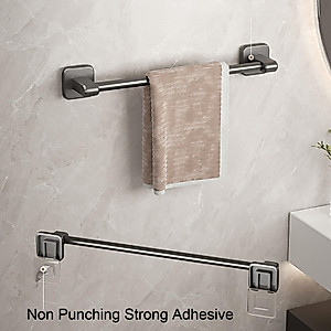 YIKANGHENG Towel Rack, 11.8 Inch No Punching Aluminium Towle Rod for Hanging of Towel and Shoes in Bathroom and Bedroom (Gray)