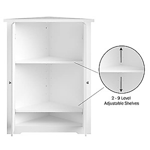 Lavish Home 3-Shelf Corner Cabinet – Storage Cupboard with Stylish Shutter Doors and Adjustable Shelves for Kitchen or Bathroom Furniture (White), Small