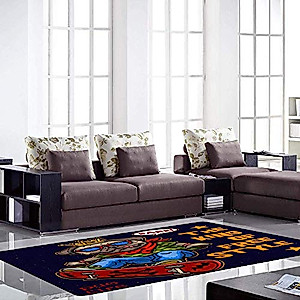 Area Rugs ﻿Funny Pug Dog Cute Character Skateboard Ultra Soft Indoor Floor Non-Slip Area Rug for Living Room Kid Bedroom Dining Room Home Decor Carpet Large Size 5'3"x 4'