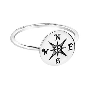 AeraVida Fashionable Voyage Anchor .925 Sterling Silver Nautical Compass Ring | Statement Fashion, Promise Ring, Couple Unisex Ring | Size 5