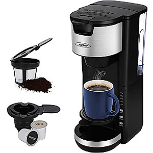 Sunvivi 2 In 1 Single Serve Coffee Maker For Single Cup Pods & Ground Coffee, One Cup Coffee Maker with 30 Oz Detachable Reservoir, 3 levels Adjustable Drip Tray Suitable for 7" Travel Tumbler