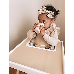 Ali+Oli Snap Baby Bib (Taupe, Ruffle Edge) - 2-Layer Soft Muslin Bibs, Durable Baby Bibs for Girls, Absorbent Burp Cloth, Cloth Bibs, Drool Bibs, Baby Girl Newborn Essentials for 0-24 Months