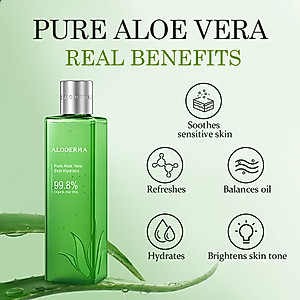 Aloderma Fresh Aloe Vera Face Hydrator Made with 99.8% Organic Aloe Vera within 12 Hours of Harvest - No Thickeners Great for Acne Prone & Sensitive Skin Repair, Scalp, & Hair 240ml