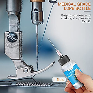 1FL.OZ. Sewing Machine Oil with Extra Long 1.5 Inch Needle Tip and Double Head Brush, Fine Light Machine Oil, Universal Clear Lubricant Oil for Lubricating Moving Parts of Sewing Machine - by OAIEGSD
