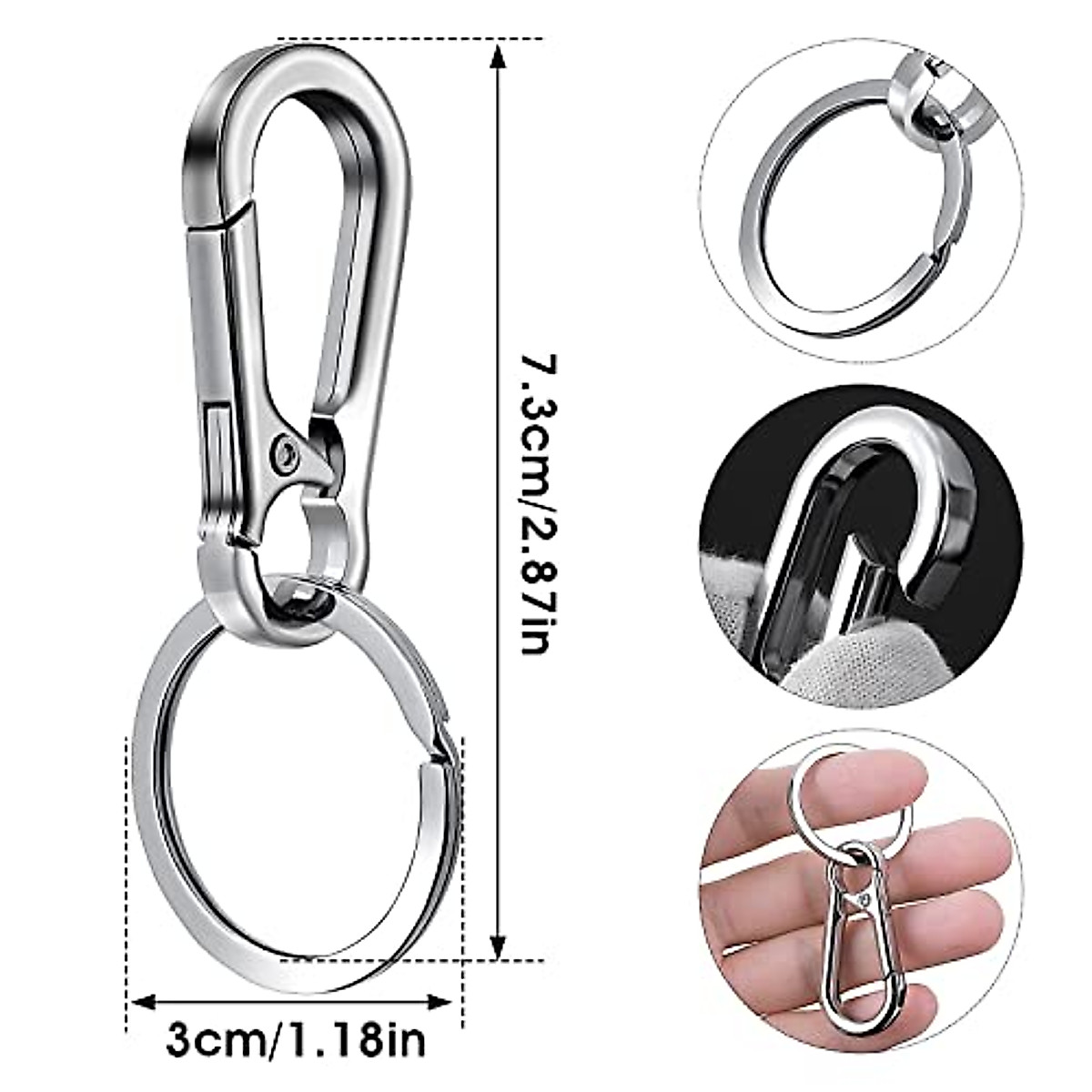 Molain Metal Keychain Carabiner Clip Keyring Key Ring Chain Clips Hook Holder Organizer for Car Keys Finder for Men, 4 Packs