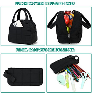 School Backpacks for Teen Girls Bookbags Lightweight Canvas Backpack Schoolbag Set (Turquoise-Flower) One_Size