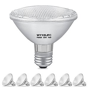 WYXBJFC Par30 75W Halogen Light Bulbs - 6 Pack Short Neck Halogen Flood Light Bulbs, 3000K Warm White, Dimmable Long Lasting Halogen Bulb with E26 Medium Base for Recessed Light Bulb, Track Light