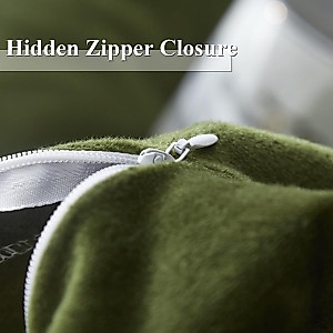 Ivellow Velvet Flannel Duvet Cover King Size Olive Green Comforter Cover Ultra Soft Breathable Cozy Velour Duvet Cover Solid Luxury Bedding Set Zipper Closure Corner Ties