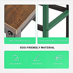 Coral Flower Set of 2 Bar Chairs, Kitchen Breakfast Bar Stools with Footrest, Industrial in Living Room, Party Room, Rustic Brown