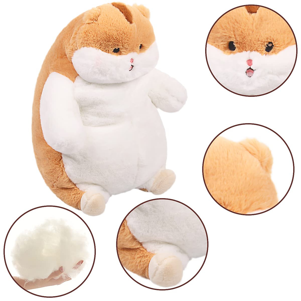 ARELUX Cute Hamster Plush Stuffed Animal Hugging Pillow: Soft Large Sleeping Body Warm Fluffy Pillow for Kids Adorable Chubby Hamster Plushie Toy Creative Gift for Girls Dormitory(17.7in)
