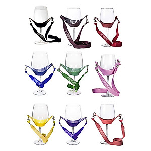 WineYoke Party Time Hand Free Wine Glass Holder Necklace - Set of 2 (Black & Burgundy)