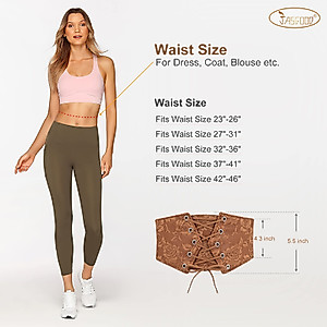 JASGOOD 2 Pack Women Elastic Wide Waist Belt Lace-up Tied Waspie Corset Belt for Dress