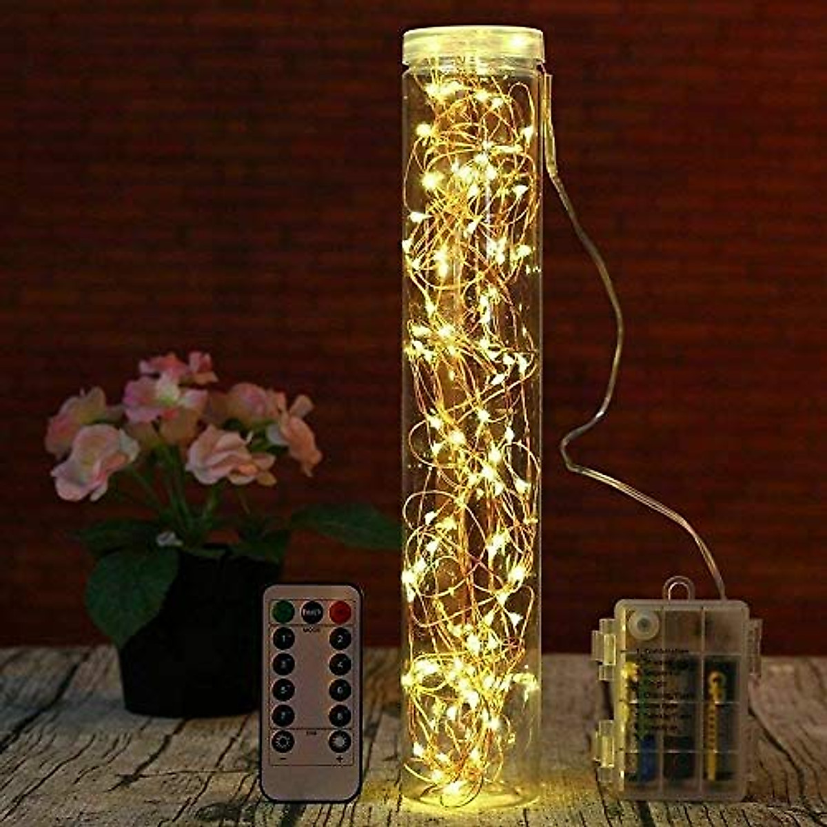 Lxcom Lighting Fairy String Lights 6.56Ft 280leds 14 Strands Battery Operated Copper Wire Branch Lights 8 Modes Waterfall Twinkle Lights with Timer Decorative Light for Home Festival Decor(Warm White)