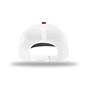 Custom Richardson Mesh Back Trucker Hat with Personalized Text Front & Back for Men – Customize Your Own Unique Hat! (Red/White)