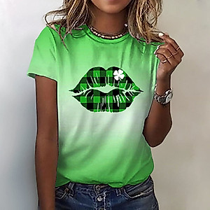 CGGMVCG St Patricks Day Shirt Women Women's Cute Shirt Shirt Top Short Sleeve Casual Print T Shirt Green Shirts for Women, V, L