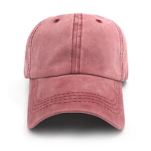 Glamorstar Classic Unisex Baseball Cap Adjustable Washed Dyed Cotton Ball Hat Red wine