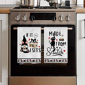 Hexagram Cat Kitchen Towels Set of 4, Cat Lover Gifts Cat Hand Towels for Kitchen Housewarming Farmhouse Kitchen Gifts,Cat Lovers Accessories for Women