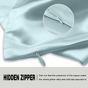 Mulberry Silk Pillowcase for Hair and Skin Standard Size 20"X 26" Pillow Case with Hidden Zipper Soft Breathable Smooth Cooling Silk Pillow Covers for Sleeping(Haze Blue,Standard,1Pcs)