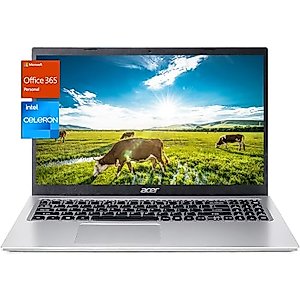 acer 2023 Aspire 1 Slim Laptop for Student & Business, 15.6" FHD Display, Intel Celeron N4500 Processor, 12GB RAM, 128GB eMMC, 1-Year Microsoft 365 Personal Subscription, Win 11 Home S Mode