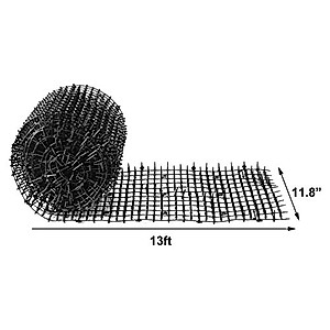 Dorgerove 13ft Prickle Strip Dig Stopper, Garden Scat Spike Mat with 20 Extra Heavy Duty Metal Staples (Weather Resistant, Humane Pet and Wildlife Deterrent from Digging)