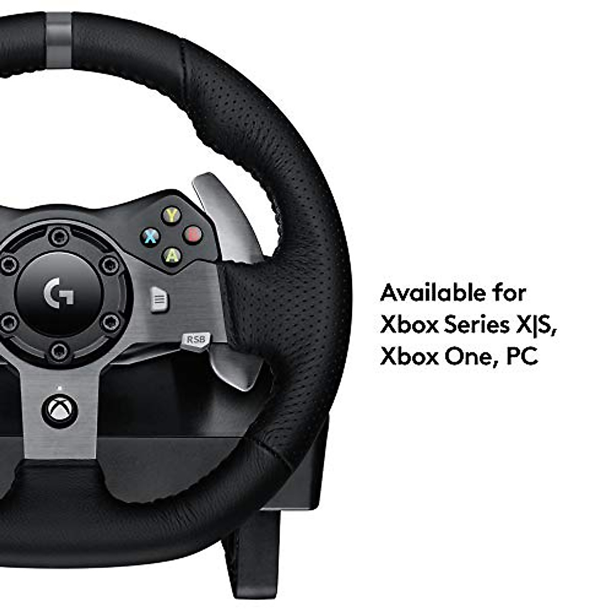 Logitech G920 Driving Force Racing Wheel and Floor Pedals, Real Force Feedback, Stainless Steel Paddle Shifters, Leather Steering Wheel Cover for Xbox Series X|S, Xbox One, PC, Mac - Black