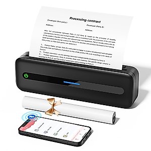 ItriAce Portable Printer, 300DPI Wireless Bluetooth Thermal Printer, Support Multi-Size Thermal Paper, Compatible with iOS, Android & PC, Inkless Mobile Printer for Travel, Office, School, Black