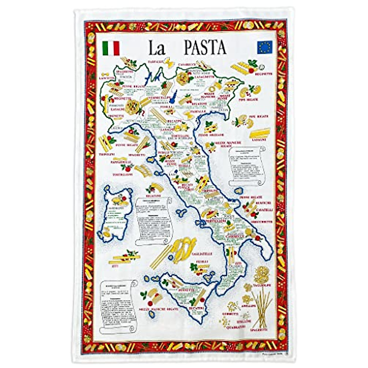 BLU RITMO Kitchen Tea Towel Set, Cotton Kitchen Towels Made in Italy, Colorful Multi-Purpose Absorbent Cloths, Large Cloth 21 x 33 in (Food - 4 Pieces)