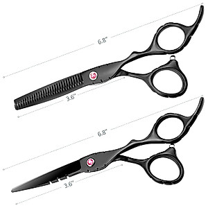 Professional Black Hair Cutting Scissors Sets Stainless Steel Barber Hairdressing Scissors Salon Multifunctional Thinning Scissors Straight Shears Tools for Mother Father Friends' Christmas Gift