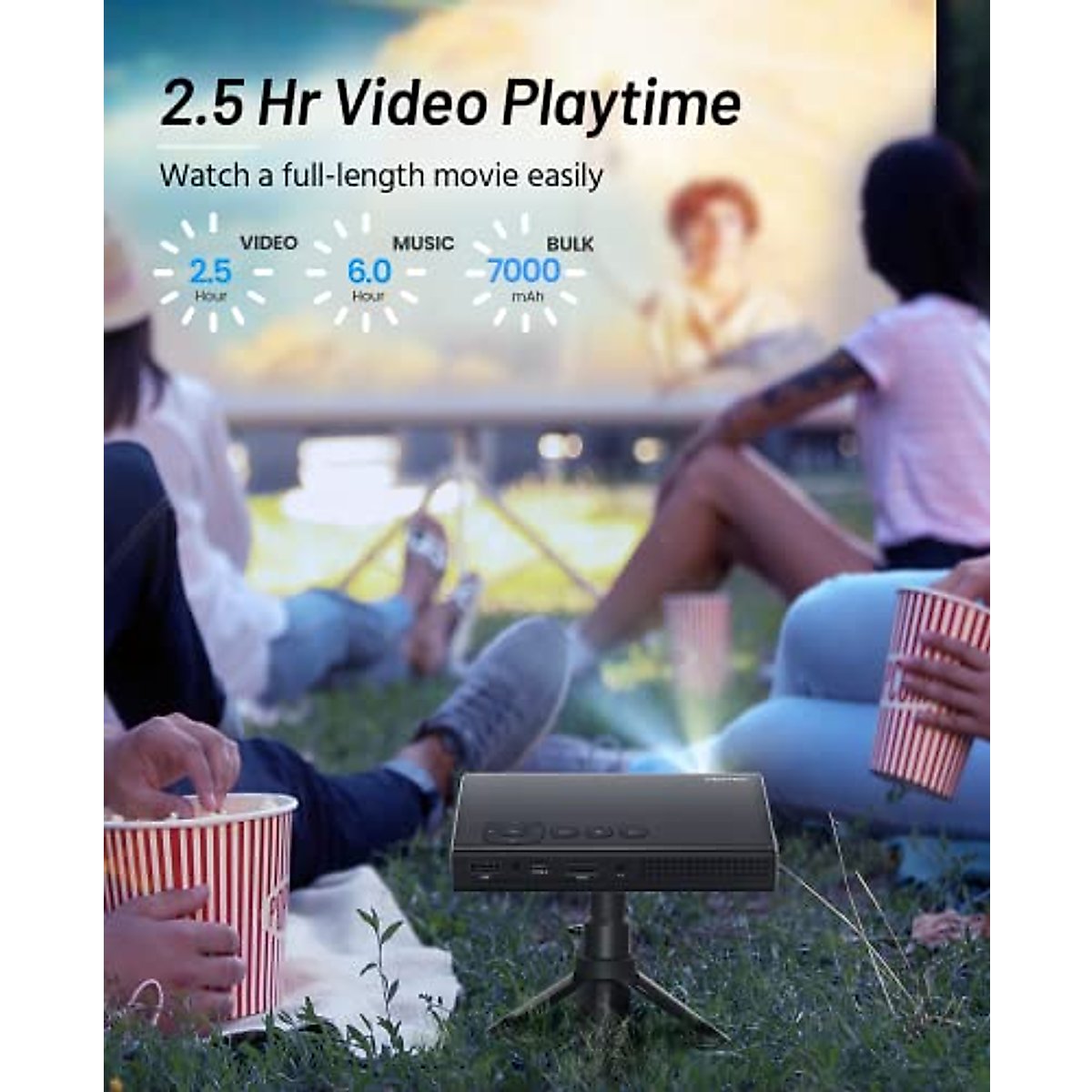Mini Projector with WiFi and Bluetooth, ELEPHAS 1080P Portable Projector Built in Rechargeable Battery/Speaker, 5G Wireless DLP Little Pico Pocket Outdoor Video Home Movie Projector Compatible iPhone
