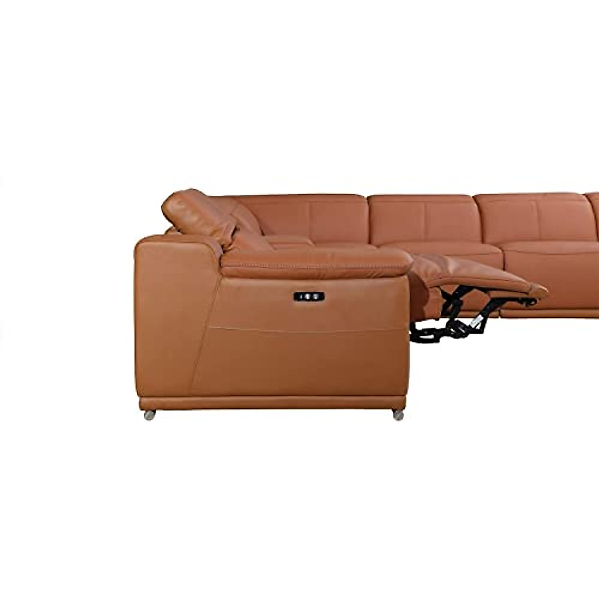 Blackjack Furniture Venice 8 Piece Sectional Sofa with 4-Power Recliners, Features Adjustable Headrest, Lumbar Support, USB and Wireless Charging Station, Extra Large Storage, 2 Consoles, Camel