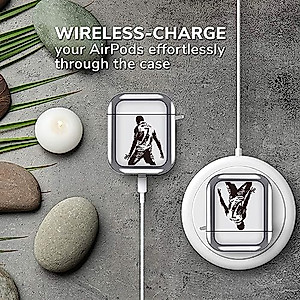 Grtcopan Cute AirPod 2nd 1st Case Cover with Keychain Pendant Silicone Soft Shell Soccer Athlete Theme Designed Compatible with AirPods 2/1 Case