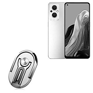 BoxWave Car Mount Compatible with Oppo Reno 7 Z - Mobile HandGrip Car Mount, Finger Grip Mobile Car Mount Stand for Oppo Reno 7 Z - Metallic Silver